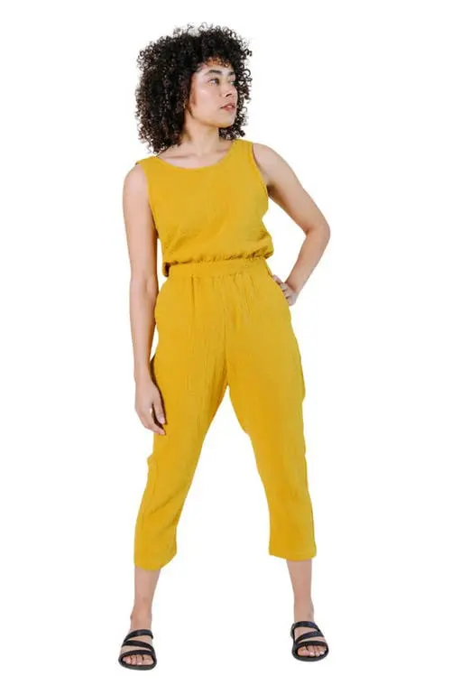 POPLINEN Organic Cotton Gauze Jumpsuit - Golden