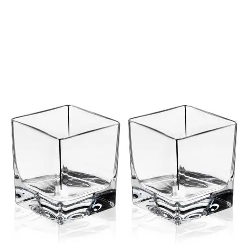 VISKI Braque Crystal Rocks Glasses Set Of 2 - Clear
