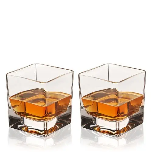 VISKI Braque Crystal Rocks Glasses Set Of 2