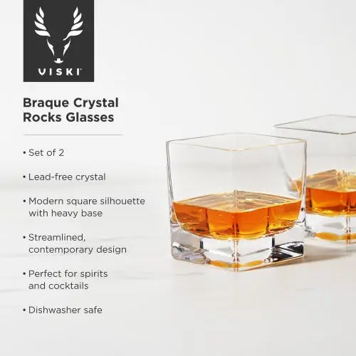 VISKI Braque Crystal Rocks Glasses Set Of 2