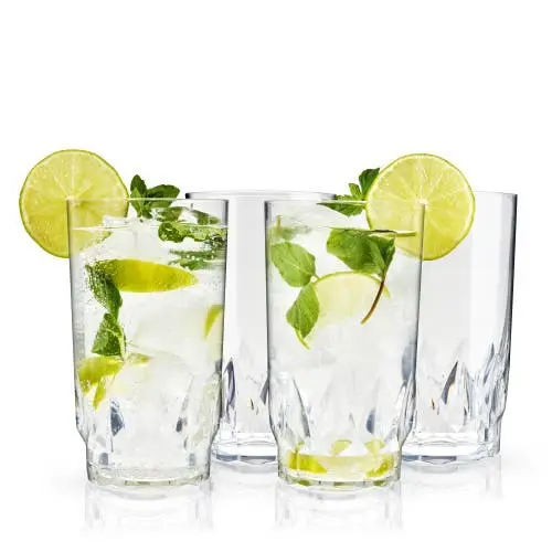 VISKI Shatterproof Acrylic Highball Tumblers Set Of 4