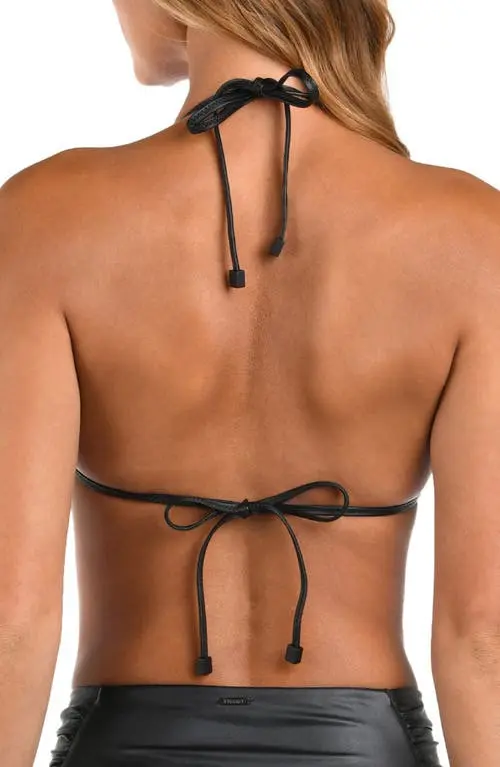 L'Agence Annabelle Luxe Faux Leather Bikini Top