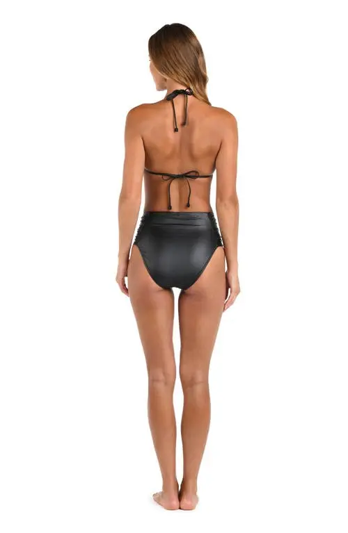 L'Agence Annabelle Luxe Faux Leather Bikini Top