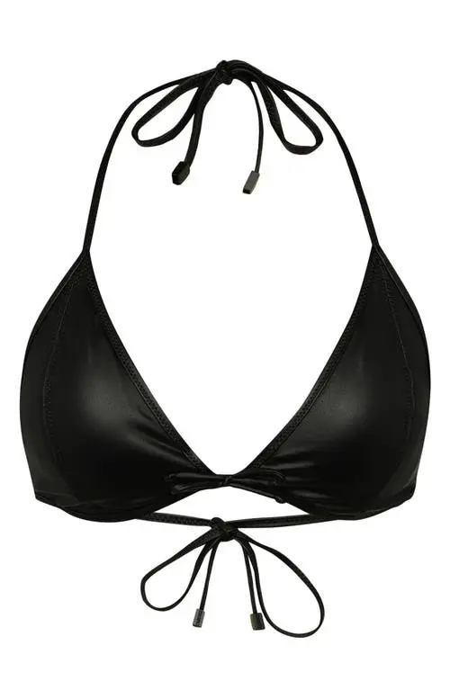 L'Agence Annabelle Luxe Faux Leather Bikini Top