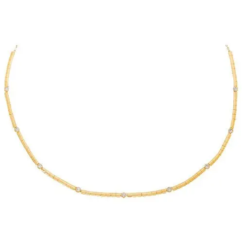 BY ADINA EDEN Diamond Scattered Bezel X Solid Choker Necklace 14k