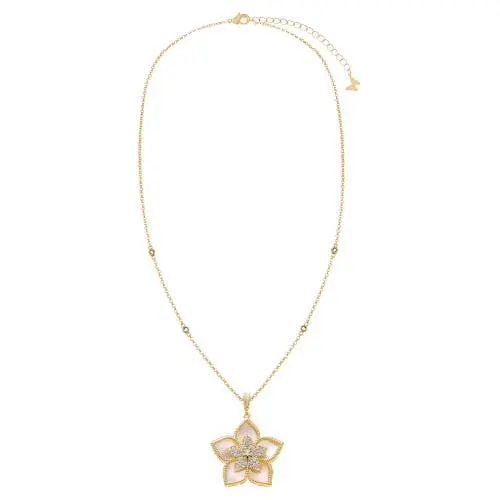 BY ADINA EDEN Fancy Pave Colored Stone Flower Necklace