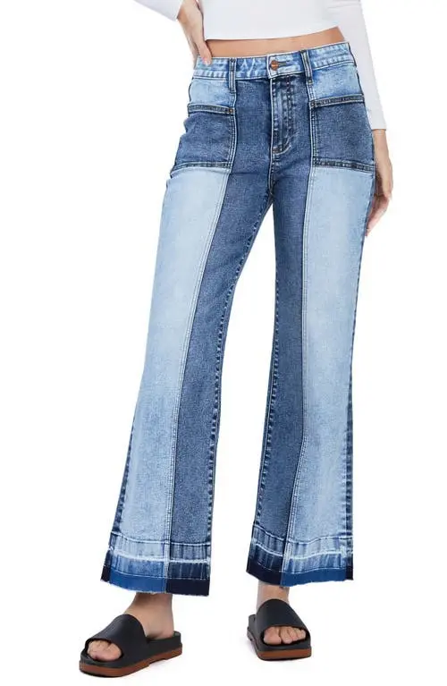 HINT OF BLU Pieced Straight Leg Jeans - Futuristic Blue