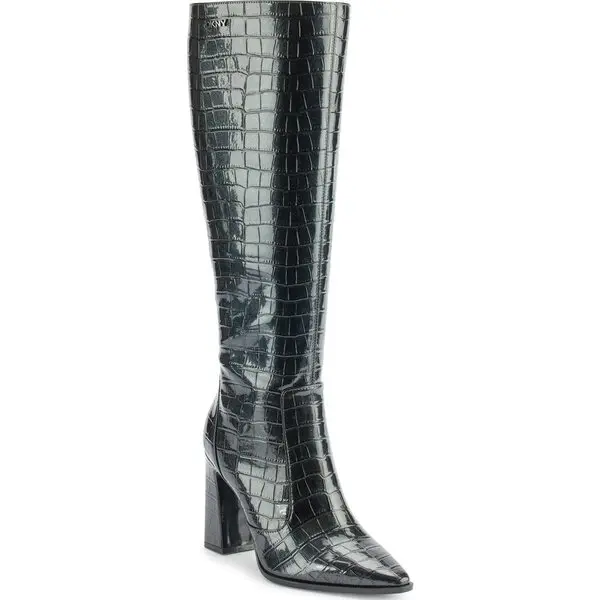 Dkny Shamira Croc Embossed Knee High Boots