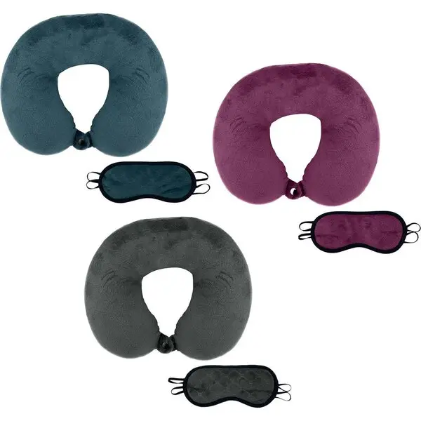 PURSONIC 3 Memory Foam Travel Pillows With Sleep Masks By - Multicolor