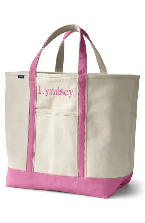 LANDS' END Canvas Tote Bag - Natural/fresh Pink