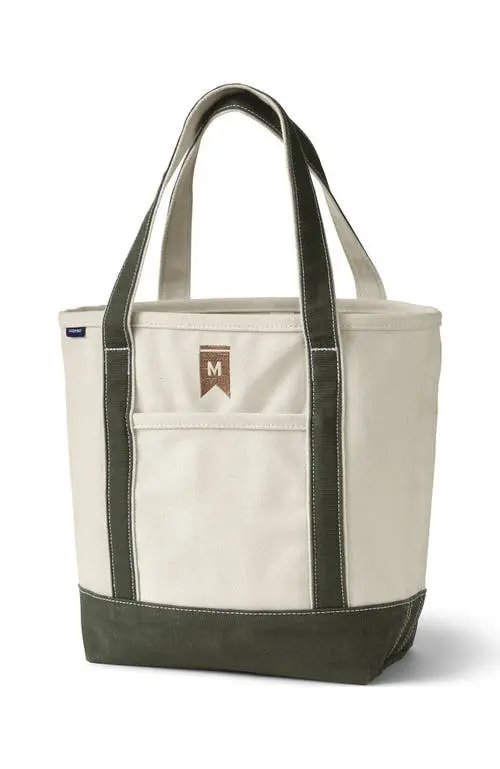LANDS' END Canvas Tote Bag - Natural/pale Teal