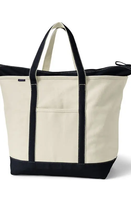LANDS' END Canvas Tote Bag - Natural/black