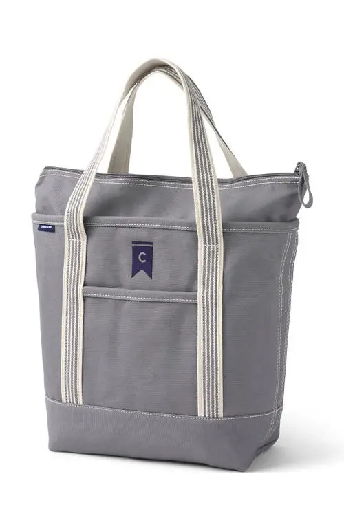 LANDS' END Zip Top Canvas Tote Bag - Silver Graphite