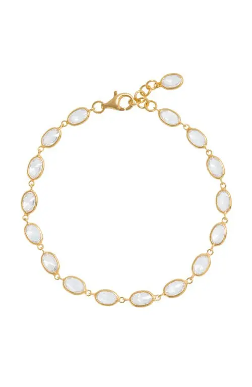 FREYA ROSE Oval Crystal Framed Bracelet - Gold