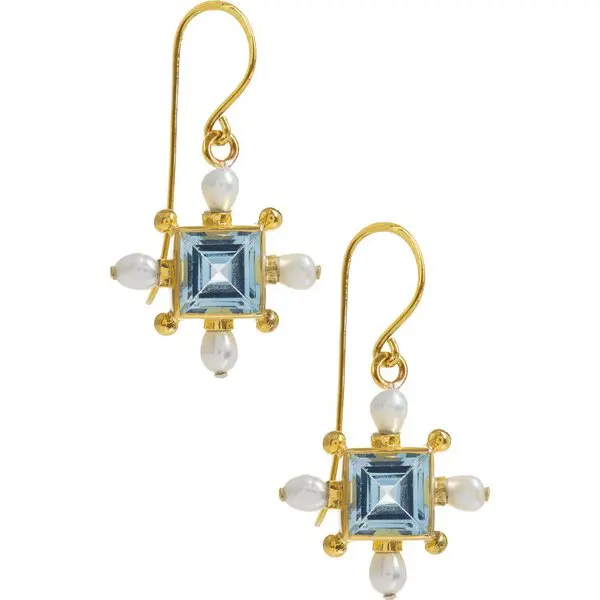 FREYA ROSE Topaz Cross Earrings - Blue