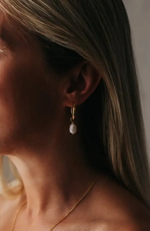 FREYA ROSE Mini Hoop Earrings With Baroque Pearls