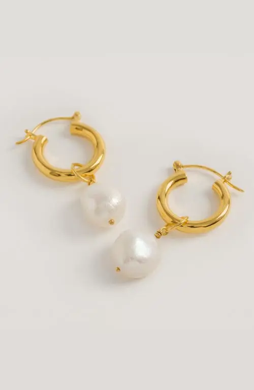 FREYA ROSE Mini Hoop Earrings With Baroque Pearls