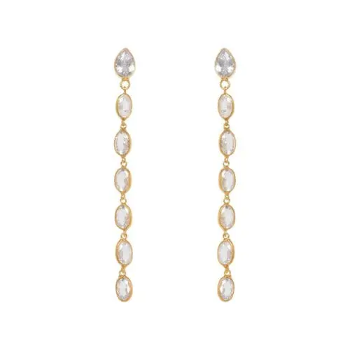 FREYA ROSE Oval Crystal Framed Drop Earrings