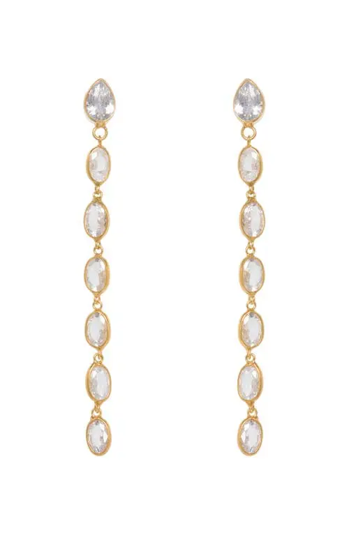 FREYA ROSE Oval Crystal Framed Drop Earrings - Gold
