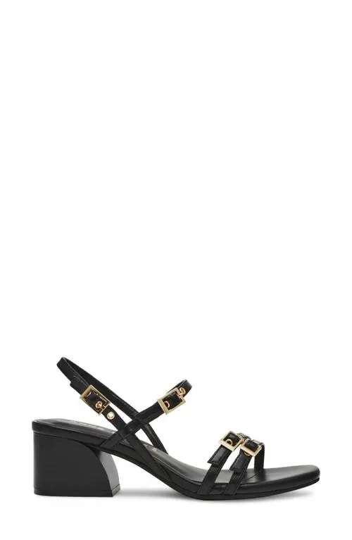 Anne Klein Mackenzie Strappy Sandals - Black Smooth