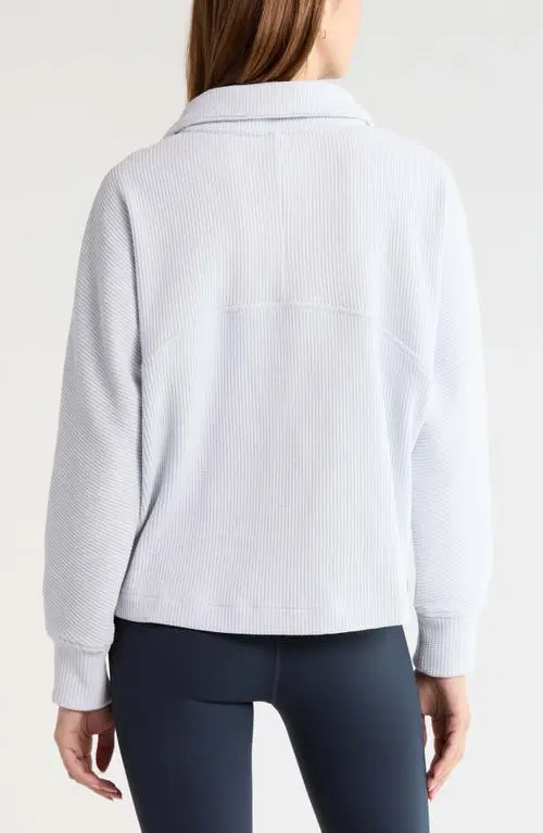 Zella Half-zip Waffle Stitch Pullover - Blue Ancient