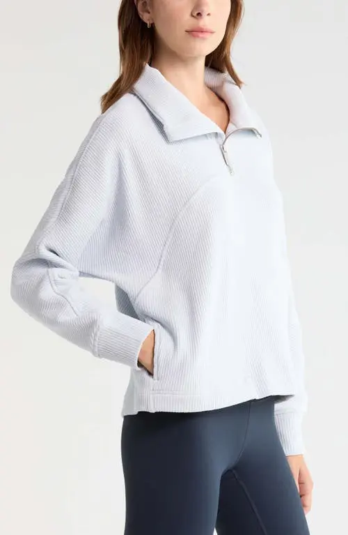Zella Half-zip Waffle Stitch Pullover - Blue Ancient