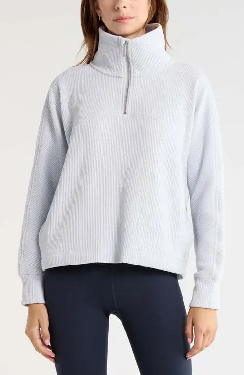 Zella Half-zip Waffle Stitch Pullover - Blue Ancient