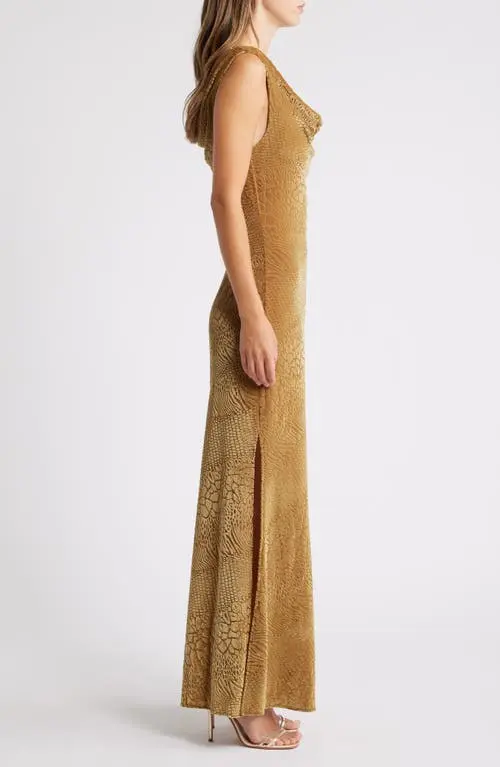 slim fit dress slacks Miranda Gold Velvet Formal Maxi Dress - US 8 main image 0