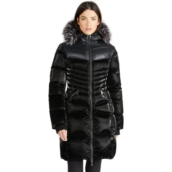 Pajar Faye Quilted Puffer With Detachable Hood And Faux Fur Trim - Black