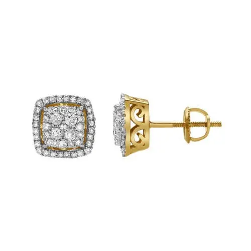 LUVMYJEWELRY Diamond Cluster Earrings - 10k Yellow Gold
