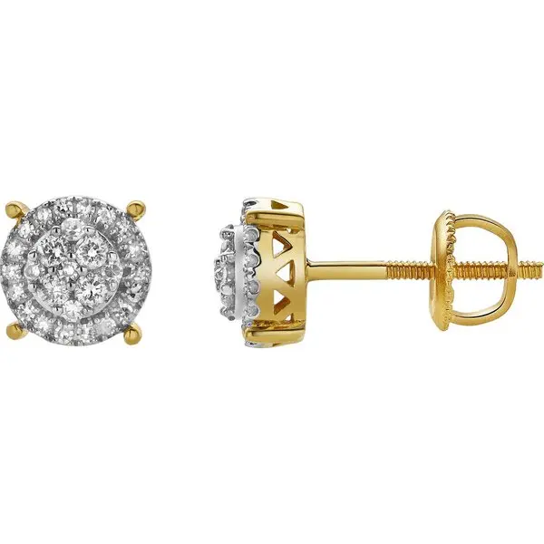 LUVMYJEWELRY 0.24 Ctw Diamond Cluster Earrings - 10k Yellow Gold