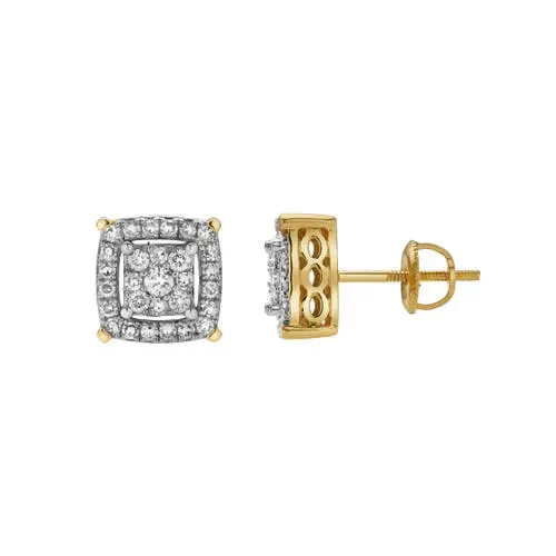 LUVMYJEWELRY Caeleste Cluster Diamond Earrings - 10k Yellow Gold