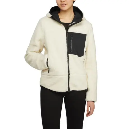 Pajar Blakely Boyfriend Fit Shearling Jacket With Fixed Hood - Natural