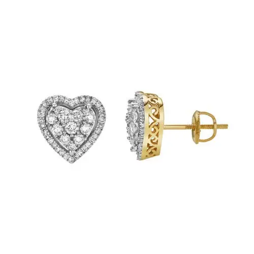 LUVMYJEWELRY Amorest Diamond Cluster Earrings - 10k Yellow Gold