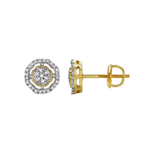 LUVMYJEWELRY Starlens Cluster Diamond Earrings - 10k Yellow Gold