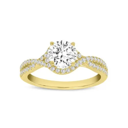 LUVMYJEWELRY 2.25ct Lab Grown Diamond Halo Engagement Ring - 14k Yellow Gold