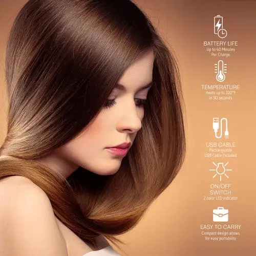 PURSONIC Usb Rechargeable Cordless Hair Straightener