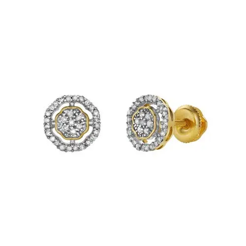 LUVMYJEWELRY Star Lens Diamond Cluster Earrings - 10k Yellow Gold
