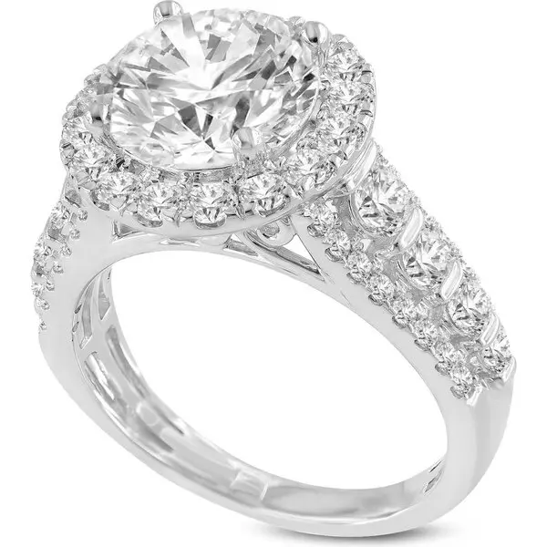 LUVMYJEWELRY 4.45 Ctw Elara Round Cut Lab Grown Diamond 14k Gold Ring - 14k White Gold