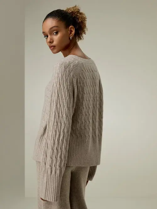 Lilysilk Baby Cashmere Cable-knit Sweater - Camel