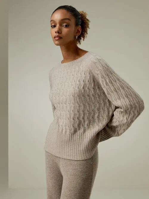 Lilysilk Baby Cashmere Cable-knit Sweater - Camel