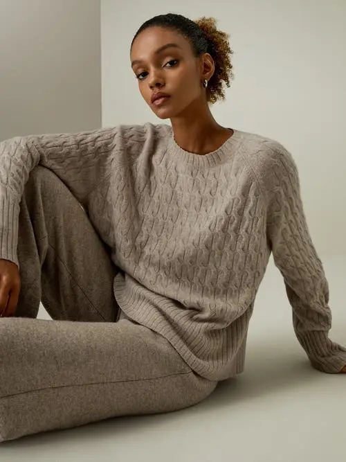 Lilysilk Baby Cashmere Cable-knit Sweater - Camel