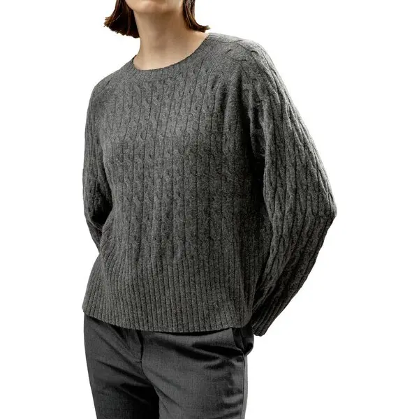 Lilysilk Baby Cashmere Cable-knit Sweater - Medium Gray