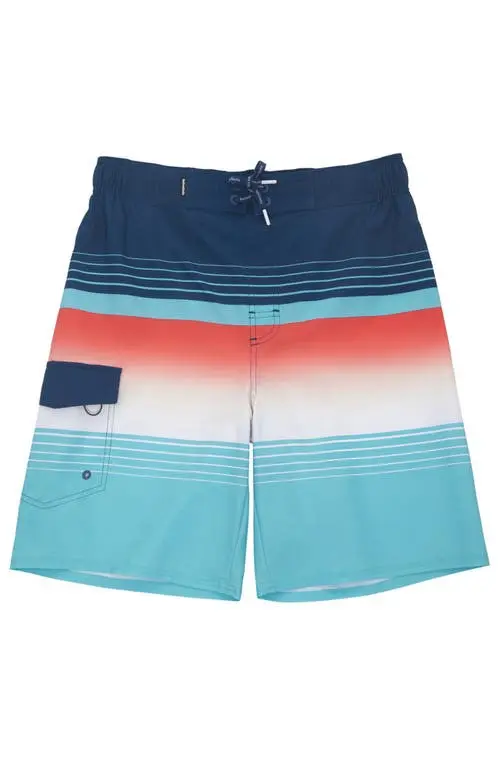 ROKKA&ROLLA Quick-dry Swim Trunks With Elastic Waist - Blue Stripes