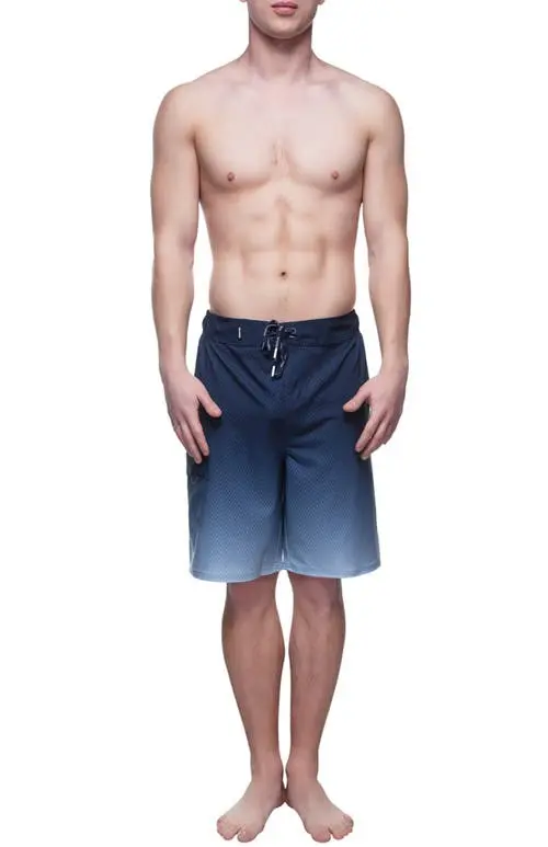 ROKKA&ROLLA Quick-dry Swim Trunks With Elastic Waist - Navy