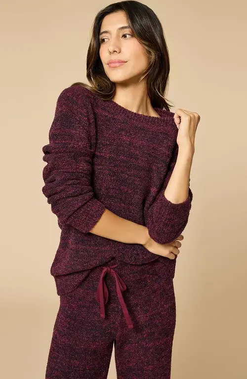 SOFTIES Marshmallow Crew Neck Lounge Set - Dark Heather Cherry Cola