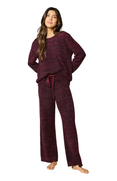 SOFTIES Marshmallow Crew Neck Lounge Set - Dark Heather Cherry Cola