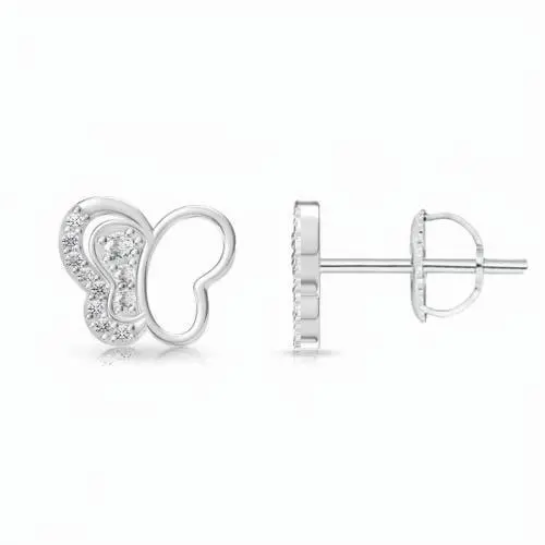DONATELLO GIAN Sterling Cubic Zirconia Butterfly Stud Earrings - Silver