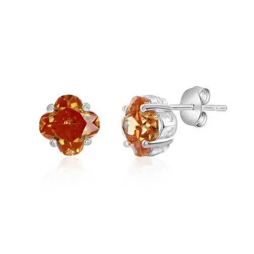 DONATELLO GIAN Sterling Citrine Stud Earrings - Silver