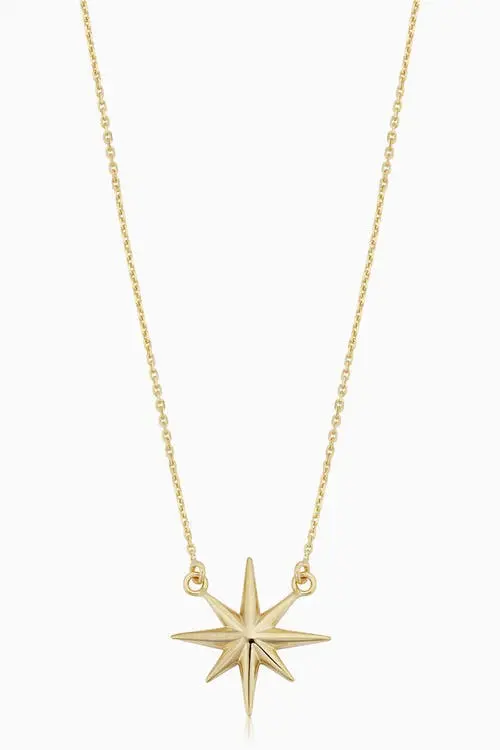 ORADINA 10k Gold North Star Pendant Necklace - Yellow Gold